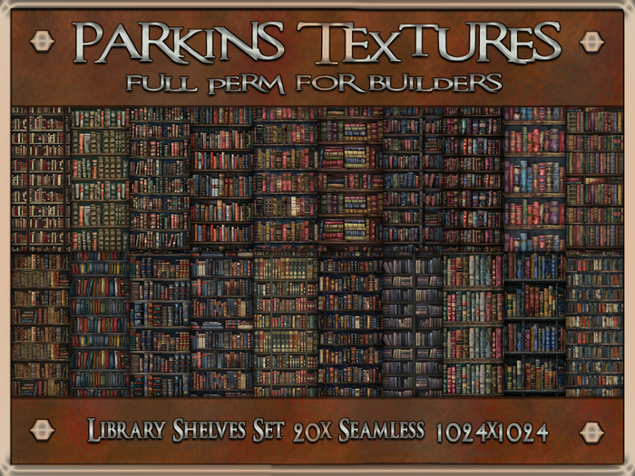 Second Life Marketplace - Parkins Textures - Library Shelves Set - 20x ...