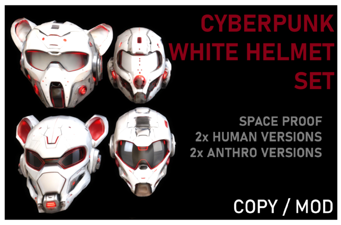 Second Life Marketplace - White Cyberpunk Helmet Set 4K