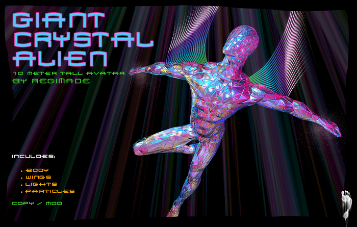 Second Life Marketplace - 10M Crystal Alien Avatar BOXED - Regimade