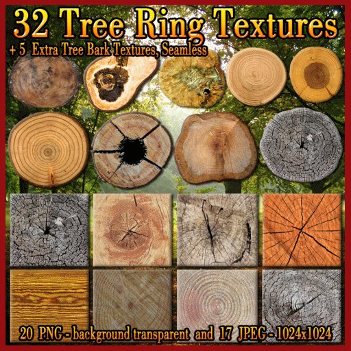 Second Life Marketplace - 32 TREE RINGS TEXTURES + 5 TREE BARK TEXTURES ...