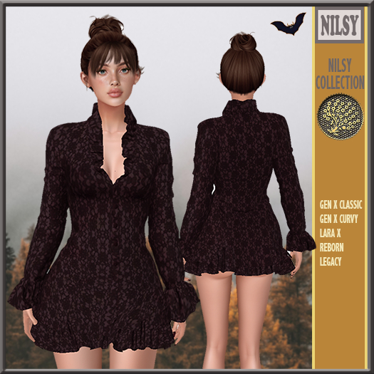 Second Life Marketplace - LACE RUFFLE NECK JACKET&FRILLY SKIRT