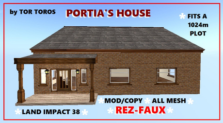 Second Life Marketplace - REZ-FAUX PORTIA'S HOUSE 38Li (Boxed) LOW PRIM ...