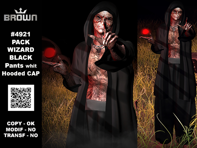 Second Life Marketplace - 4921 PACK WIZARD - BLACK Pants whit Hooded CAP