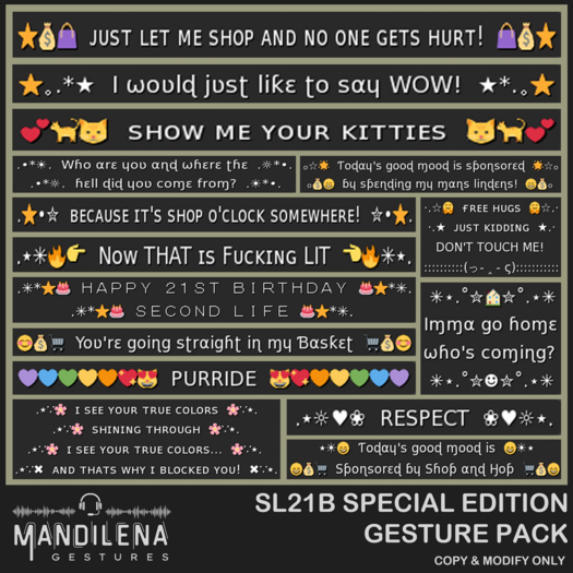 Second Life Marketplace - :: MG :: Mandilena Gestures Pack : SL21B ...