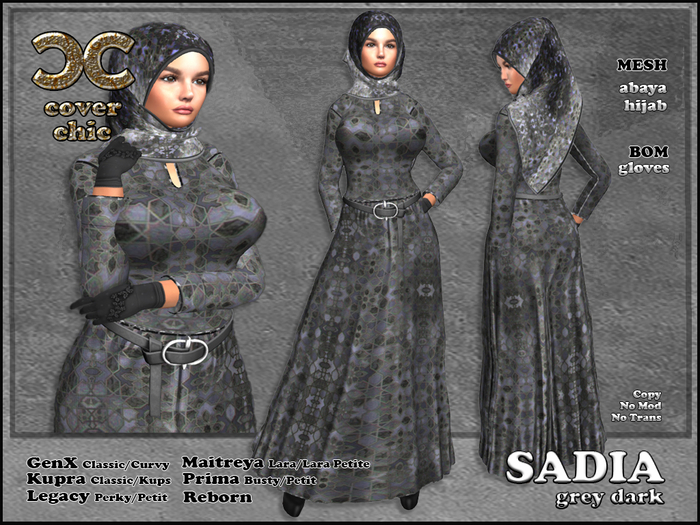 Second Life Marketplace - ''CC - Linearab - SADIA - Grey Dark
