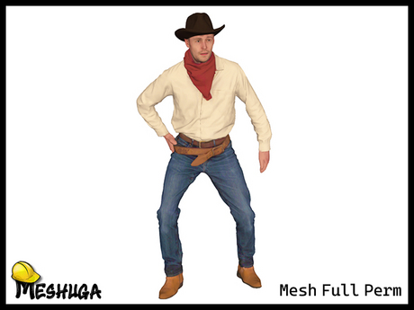Second Life Marketplace - Meshuga Butch Cowboy Man Character FULL PERM MESH