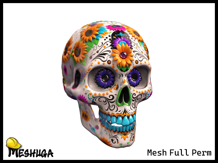 Second Life Marketplace - Meshuga Mexican Calavera Skull FULL PERM MESH