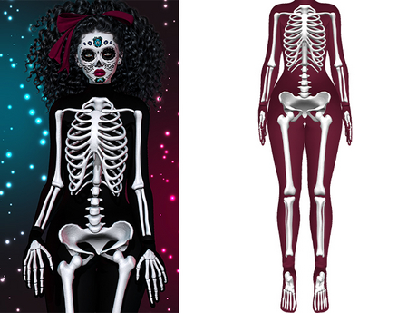 Second Life Marketplace - Bonalisa Skeleton Body Suit [Cherry Red Wine ...