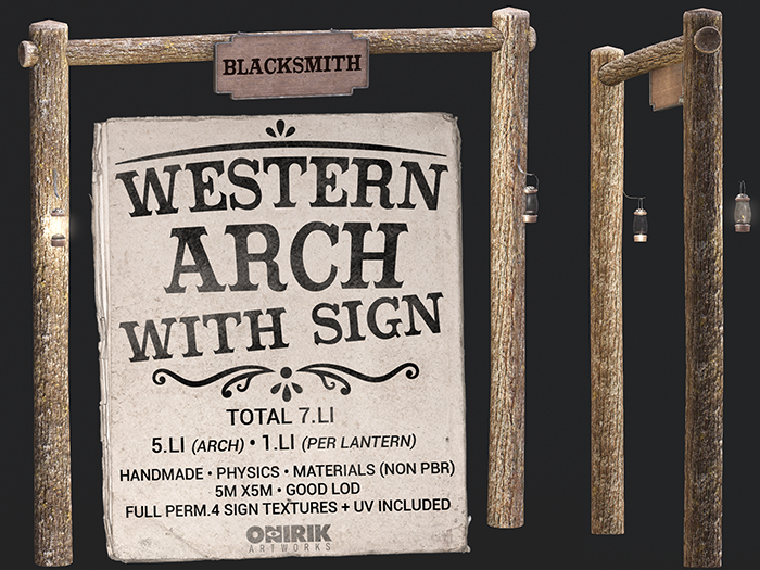 Second Life Marketplace - ONIRIK - Western Arch with sign #2