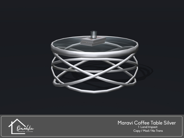 Second Life Marketplace - OMAHKU - Maravi Coffee Table Silver