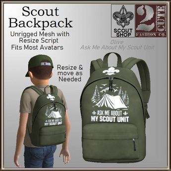 Second Life Marketplace - Scout Backpack [2cute] Olive - Ask Me About ...
