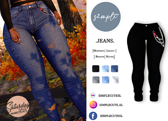 Second Life Marketplace - [simpleCUTE] Jeans - Black //ADD ME//