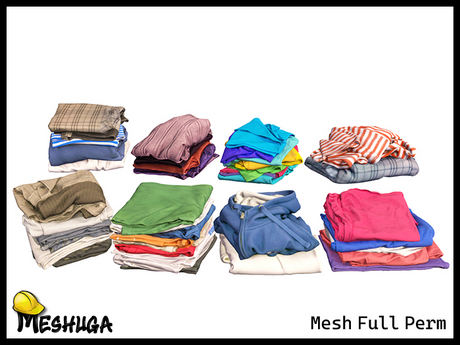 Second Life Marketplace - Meshuga Wardrobe - Folded Clothes Pack FULL ...