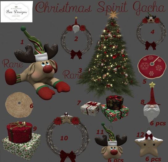 Second Life Marketplace - Bee designs Christmas Spirit gacha complete ...