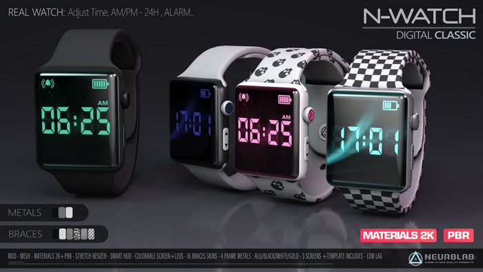 Second Life Marketplace - N-WATCH (DIGITAL CLASSIC + PBR) [Neurolab Inc.]