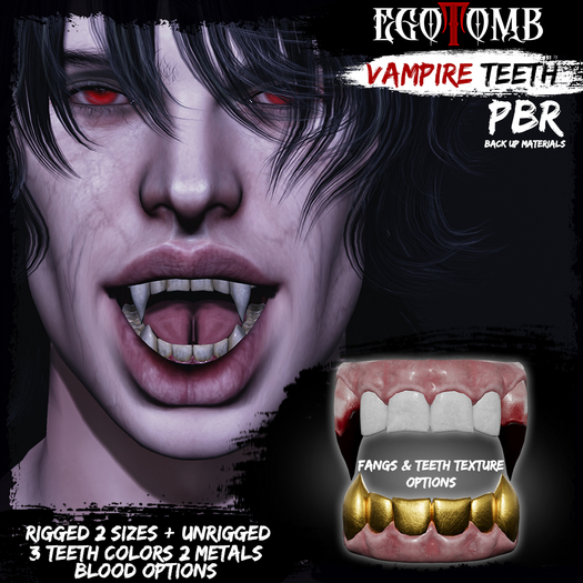 Second Life Marketplace - -egotomb- Vampire Teeth / PBR / Riggged ...