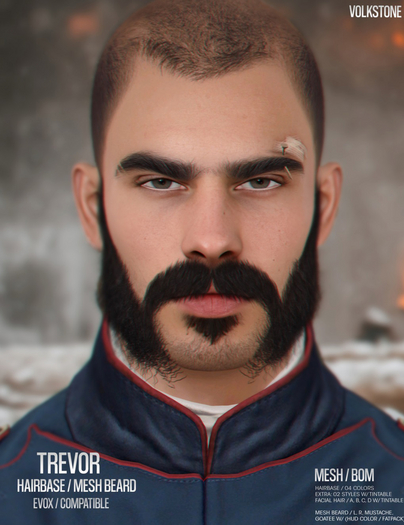 Second Life Marketplace - Volkstone Trevor Mesh Beard / FATPACK