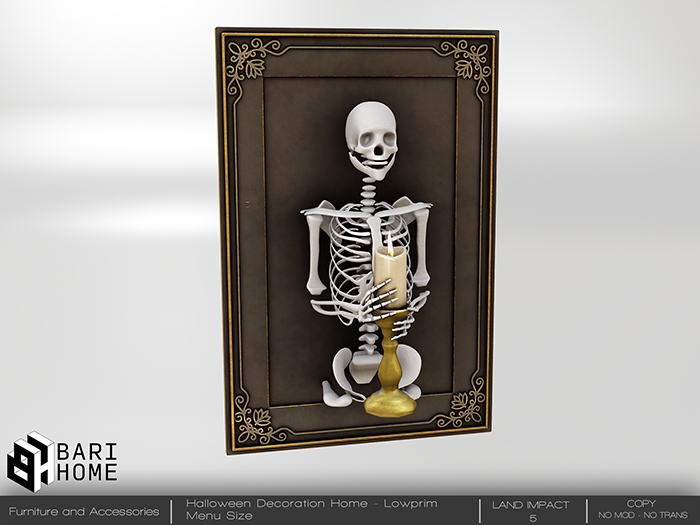 Second Life Marketplace - [BARI HOME] Halloween Skeleton Art Frame