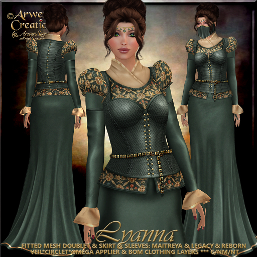 Second Life Marketplace - {AS} Lyanna Fitted Mesh Gown: Forest Green ...