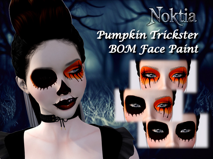 Second Life Marketplace - Noktia Pumpkin Trickster - Face Paint, BOM