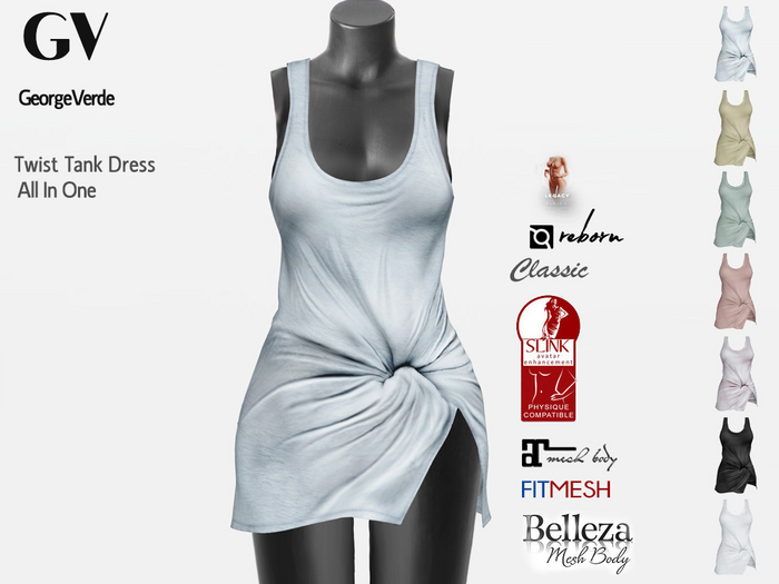 Second Life Marketplace - GV Full Perm Twisted Tank Dress Classic ...