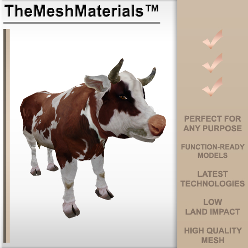 Second Life Marketplace - The Mesh Materials - Big Cow Standing