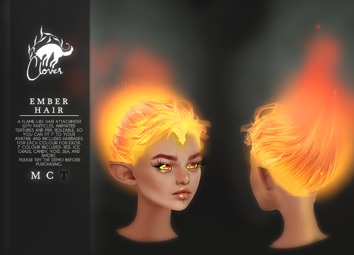 Second Life Marketplace - Clover - Ember hair (add me)