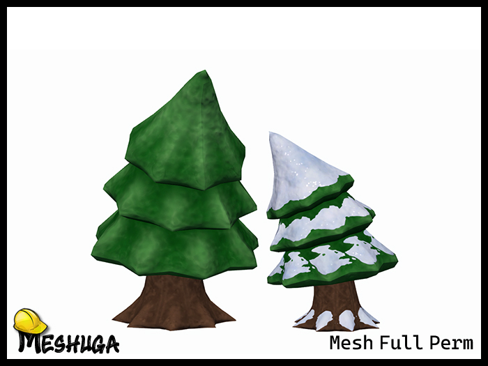 Second Life Marketplace - Meshuga Christmas Kawaii Curved Green Pine ...