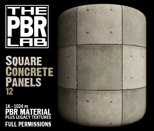 Second Life Marketplace - The PBR Lab - Square Concrete Panels 12