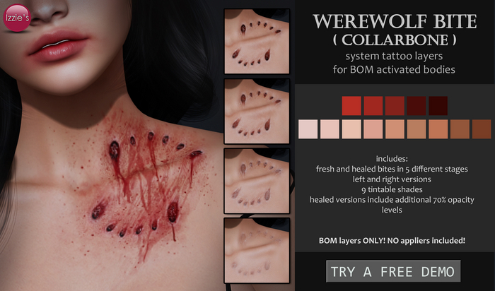 Second Life Marketplace - Izzie's - Werewolf Bite (Collarbone)
