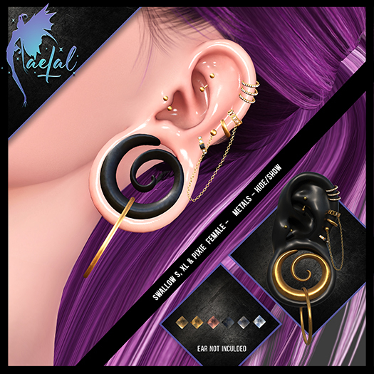 Second Life Marketplace - FaeTal - Ear 106 - Swallow S, XL & Pixie ...