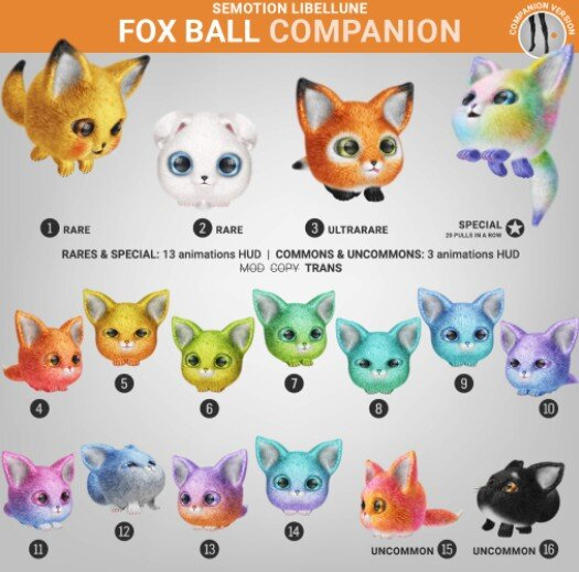 Second Life Marketplace - SEmotion Libellune Fox Ball Companion ...