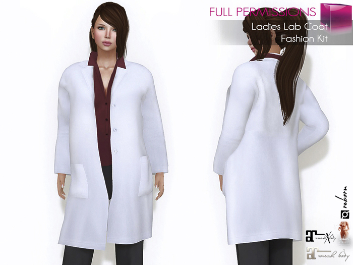 Second Life Marketplace - Full Perm Female Open Front White Lab Coat ...