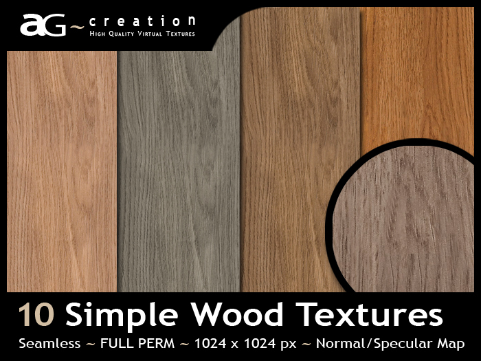 Second Life Marketplace - ~AG~ Creation ~ Simple Wood Textures Full Perm