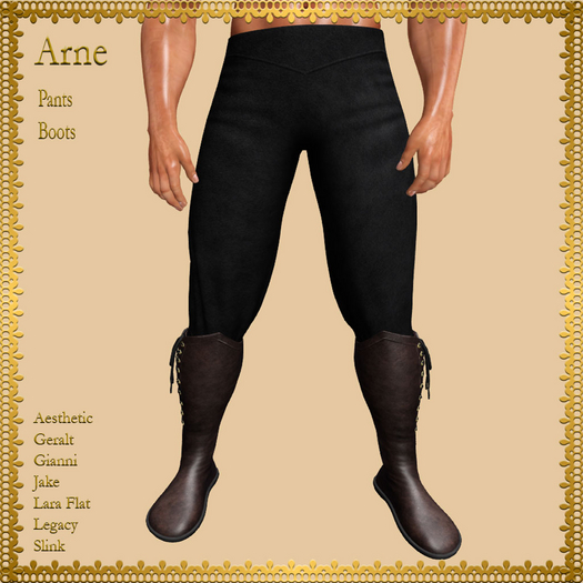 Second Life Marketplace - .: HD :. Arne Pants & Boots ~ Black & Brown ...