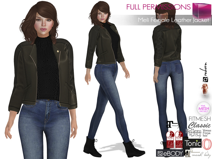 Second Life Marketplace - Full Perm Female Open Front Stylish Leather ...