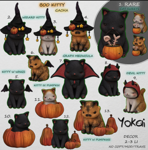Second Life Marketplace - 7.YOKAI - Boo Kitty - Graph Meowcula