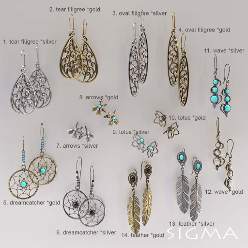 Second Life Marketplace - 7. SIGMA Arrows stud earrings *silver