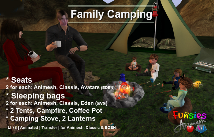 Second Life Marketplace - FUNSIES, A/I, EDEN Family Camping [boxed]
