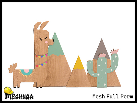 Second Life Marketplace - Meshuga Kids - Llama Wooden Decoration FULL ...