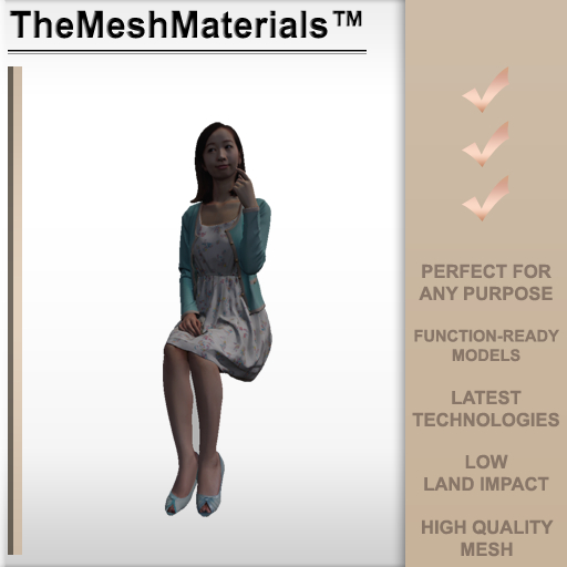 Second Life Marketplace - The Mesh Materials - City NPC Lady 21 Sitting