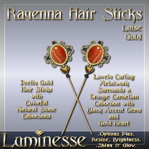 Second Life Marketplace - RAYENNA Luise Hair Sticks OP - Orange ...