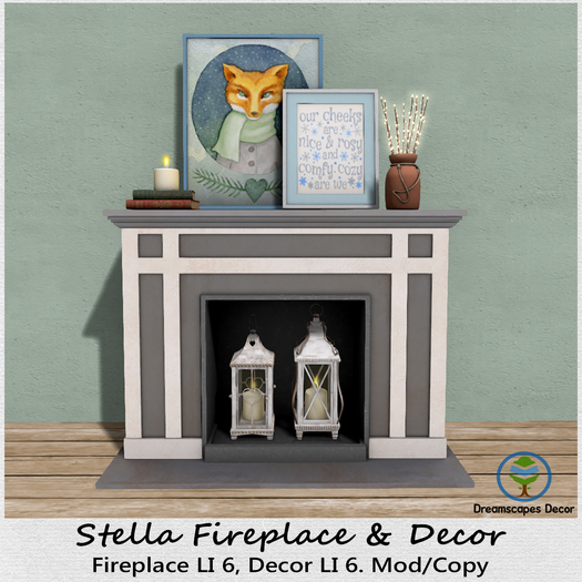 Second Life Marketplace - *Stella* Fireplace & Decor C - Dreamscapes Decor