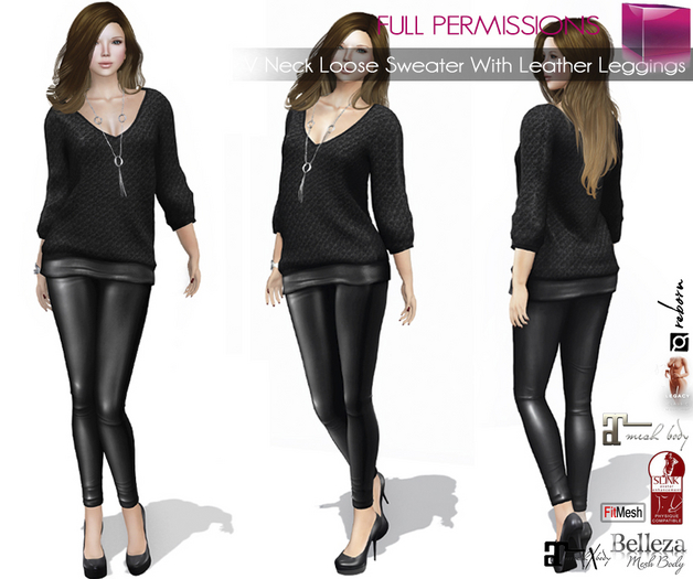 Second Life Marketplace - Full Perm Female V Neck Loose Sweater With ...