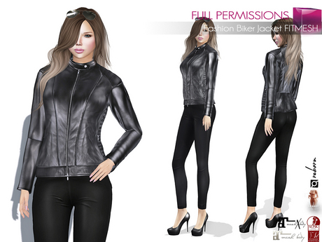 Second Life Marketplace - Full Perm Female Black Leather Fashion Biker ...