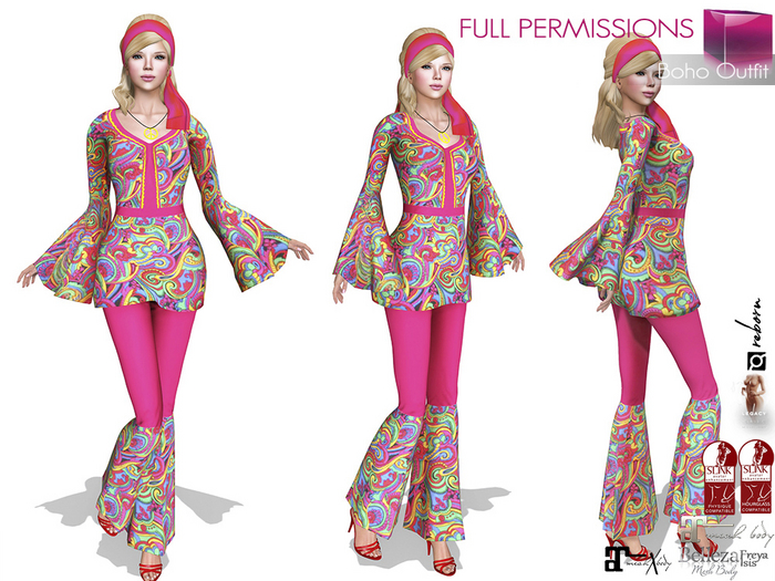 Second Life Marketplace - Full Perm Female Retro 70s Tie-Dye Boho ...