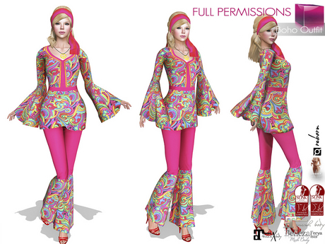 Second Life Marketplace - Full Perm Female Retro 70s Tie-Dye Boho ...