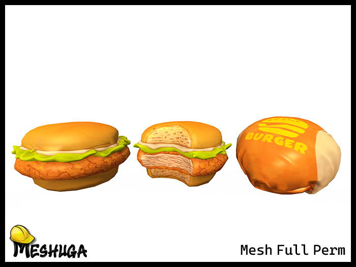 Second Life Marketplace - Meshuga Kawaii Chicken Burger Pack FULL PERM MESH