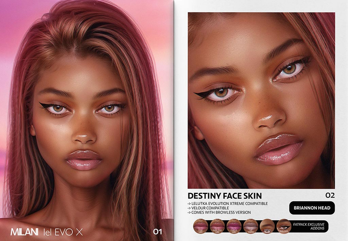 Second Life Marketplace - MILANI - "DESTINY" FACE SKIN / FATPACK