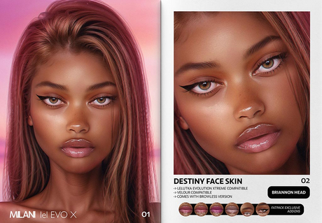 Second Life Marketplace - MILANI - "DESTINY" FACE SKIN / BROWNIE